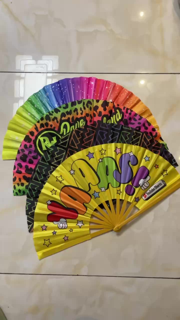 Hot Sale Rave Festival Folding Hand Fan Back Folding Fan Nylon Folding ...