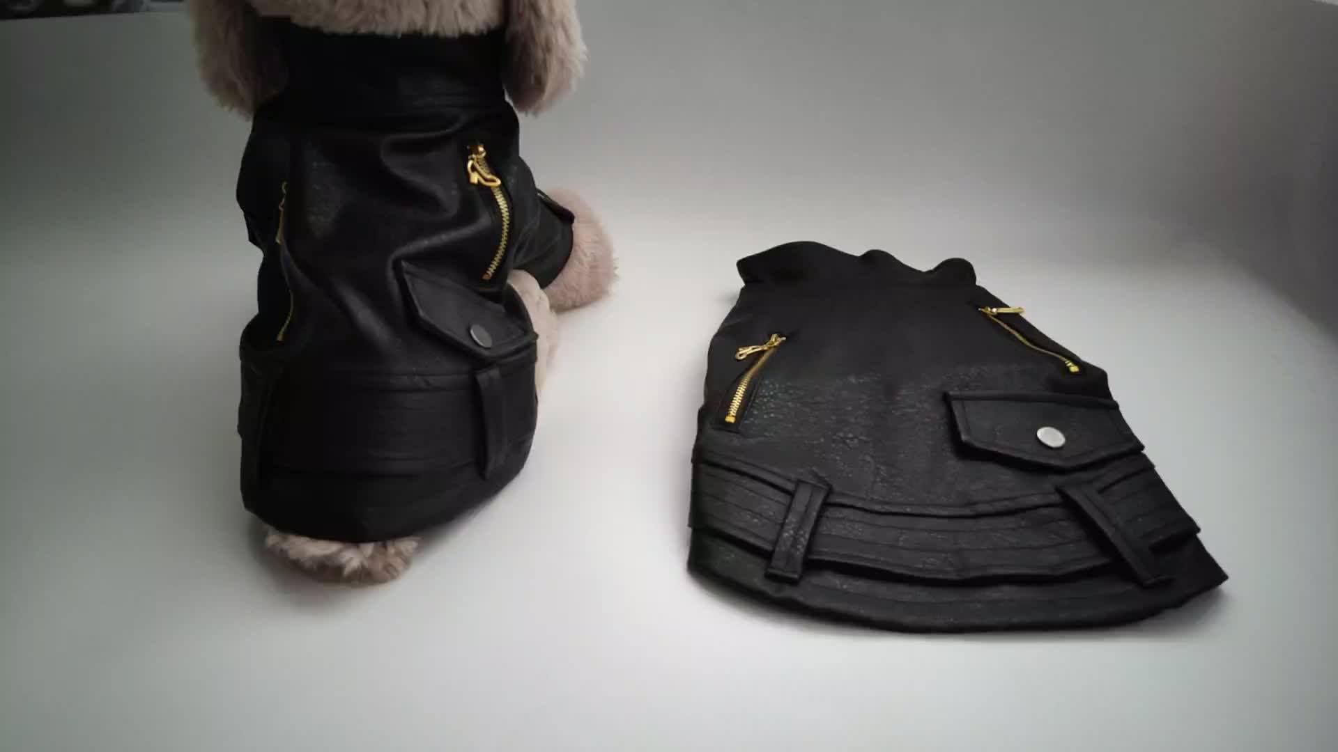 Cool Black Dog Leather Clothes Pet Jacket For Fall Winter - Buy Dog ...