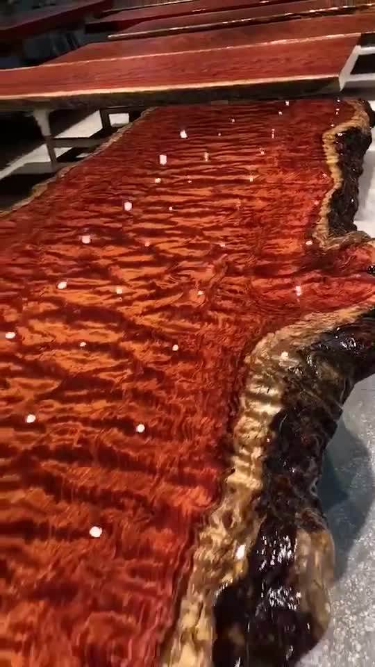 Live Edge Desktop Waterfall Bubinga Board Precious Wooden Table 4 ...