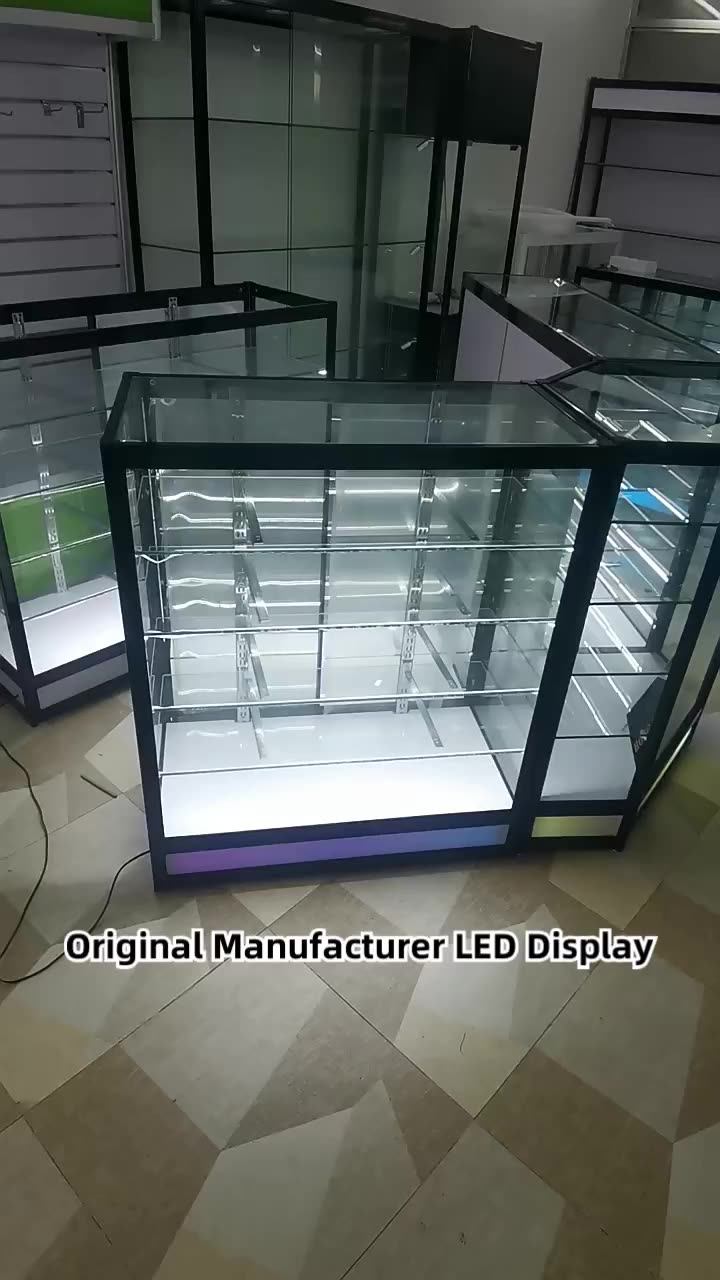 Full Vision Ultra Light And White Tempered Glass Counter Display With ...