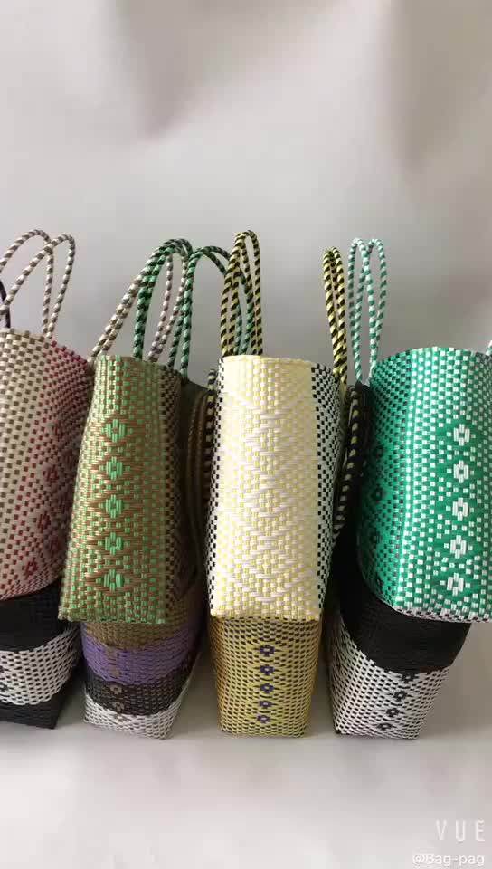 2020 New Design Pp Straps Recycled Weave Plastic Carry Handmade Bag ...