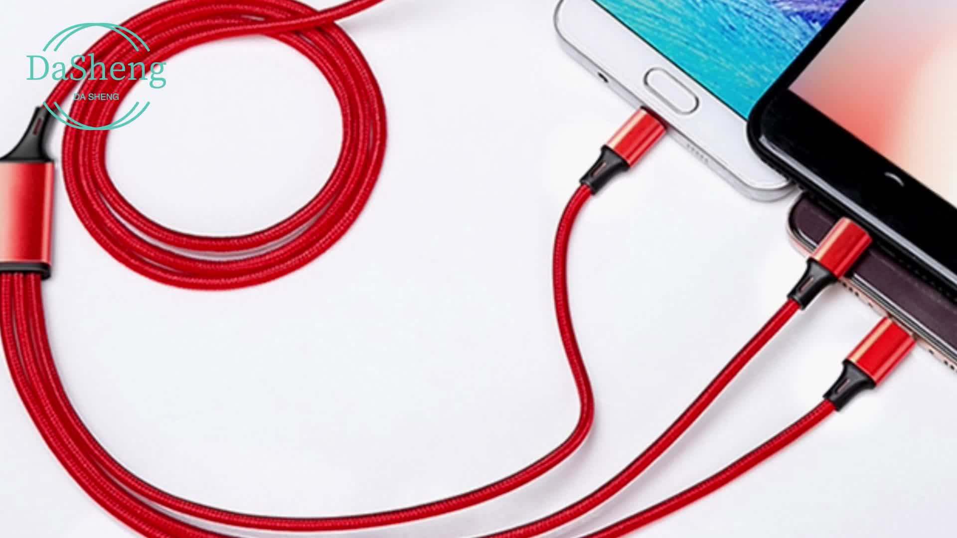 Android Mobile Phone Nylon Multi Charger Micro Type C 3 In 1 Usb ...