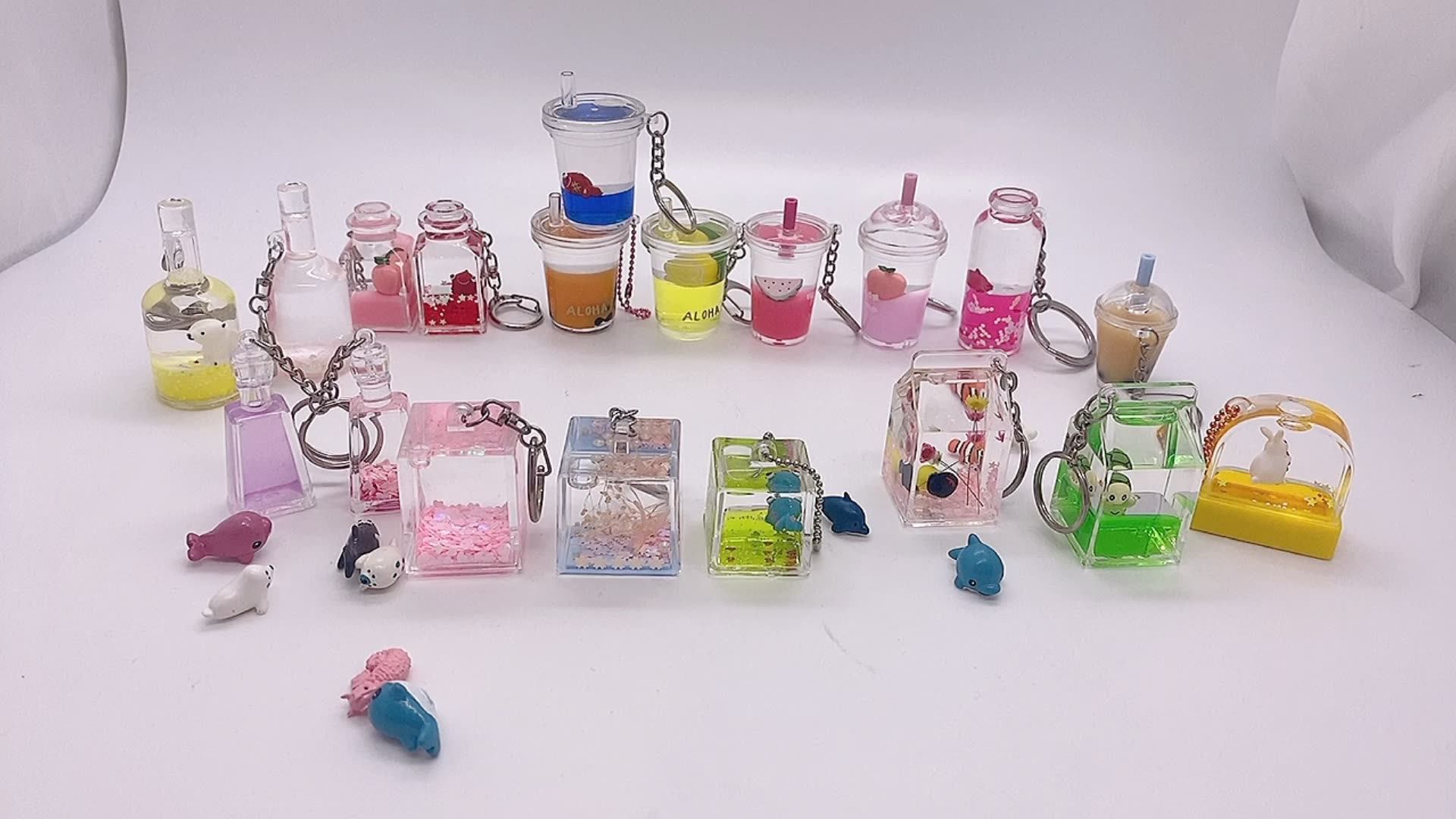 Oem Novelty Cube Shape Acrylic Aqua Floating Keyring Acrylic Sequin ...