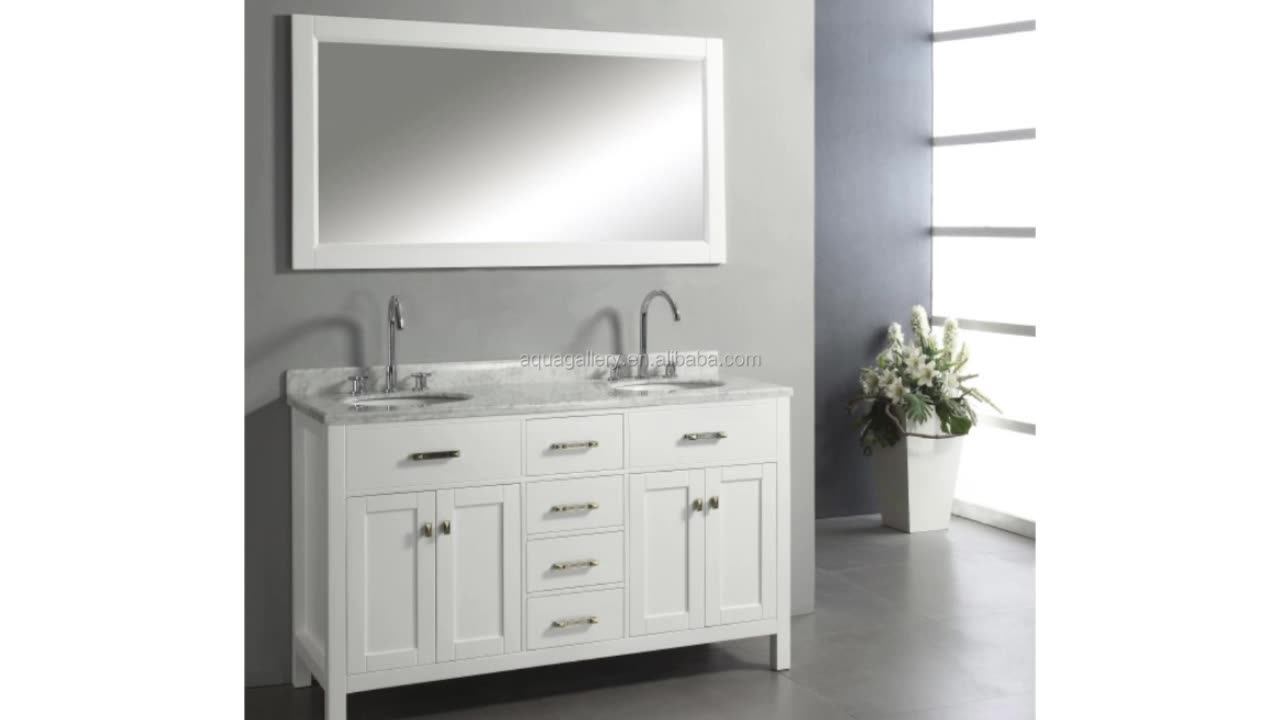 60 Inches Oak Wood Floor Standing Transitional Bathroom Vanity Cabinet ...