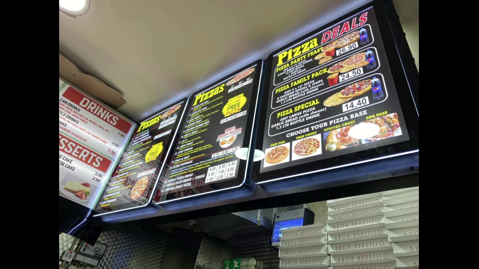 Fast Food Light Drink Menu Illuminated Led Board Black Frame Wall ...