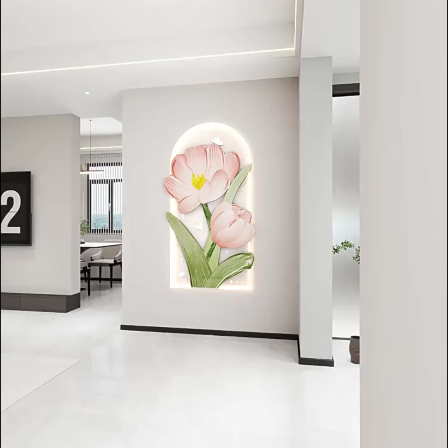 Customized Acrylic Flower Led Flower Wall Luminous Painting Led Ambient ...