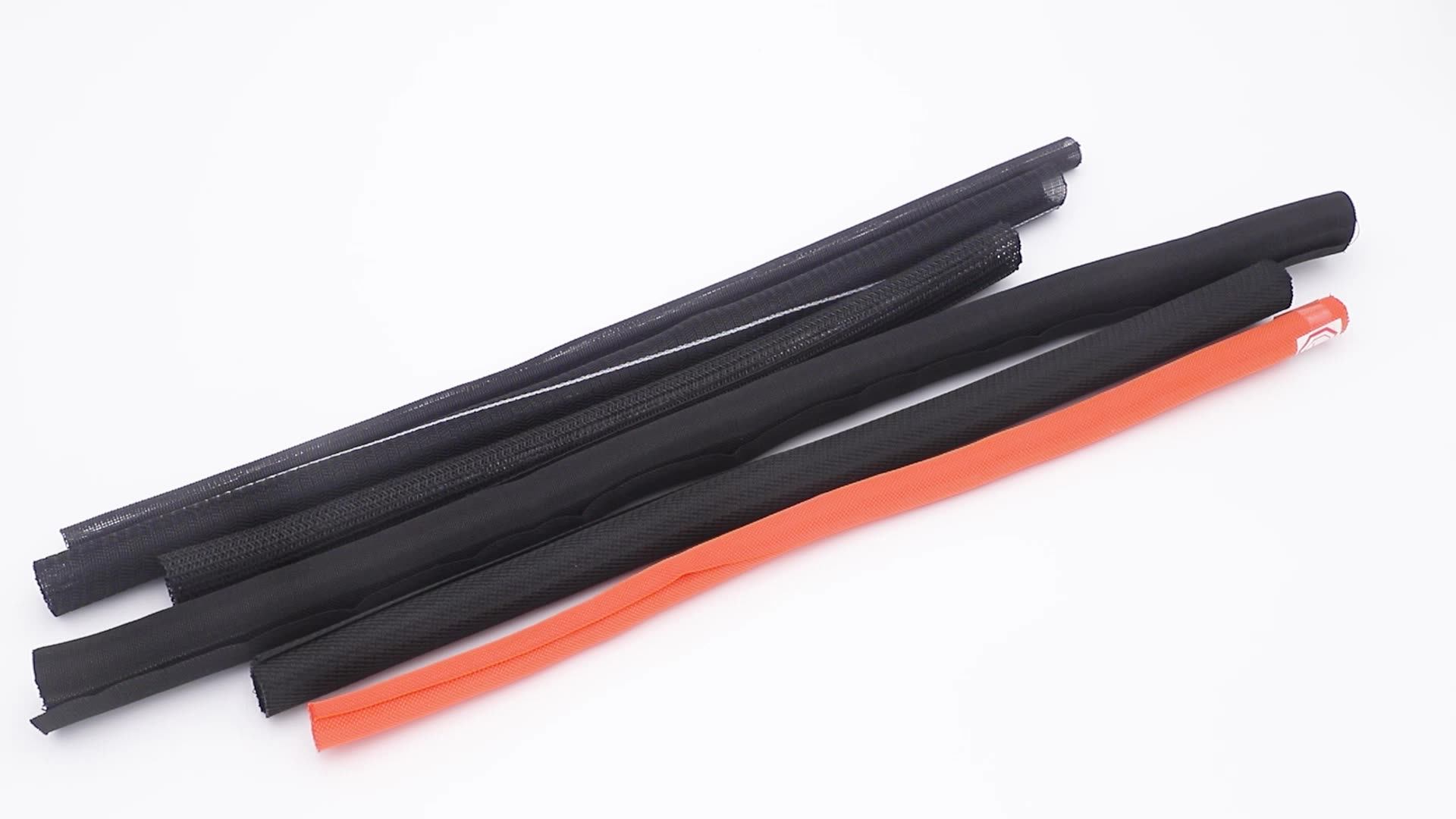 Black Flexible Pet Split Open Style Cable Protection Self Closing Cable ...