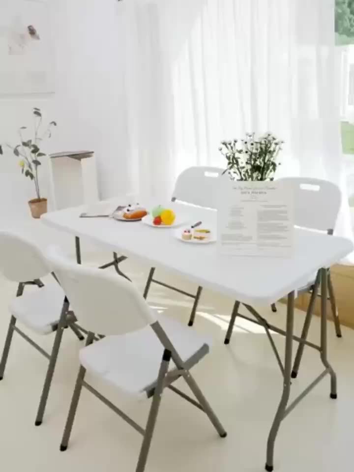 6ft Hdpe Garden White Foldable Table Portable Camping Rectangle Half ...