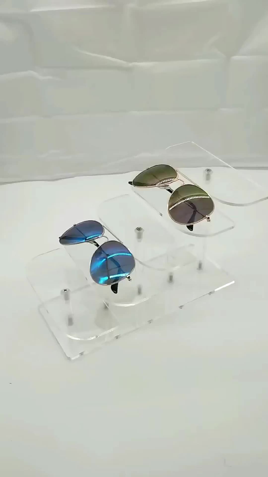 4 Layers Acrylic Display Stand Eyeglass Holder Display Countertop Gold ...
