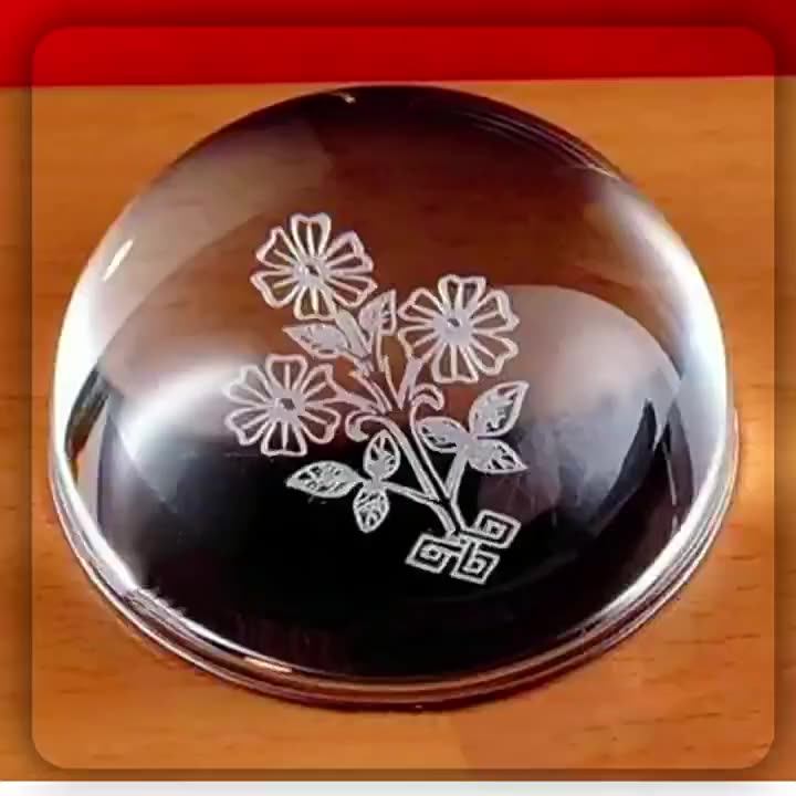 Customizable Folk Art Half Sphere Crystal Dome Paperweight Polished ...