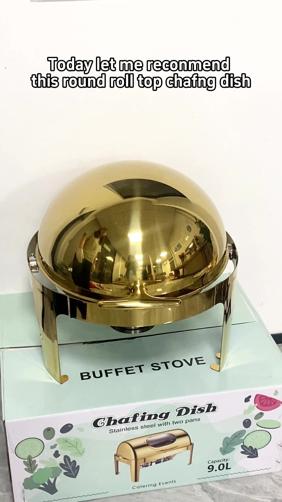 Restaurant 6l Golden Roll Top Round Buffet Stove Without Window ...