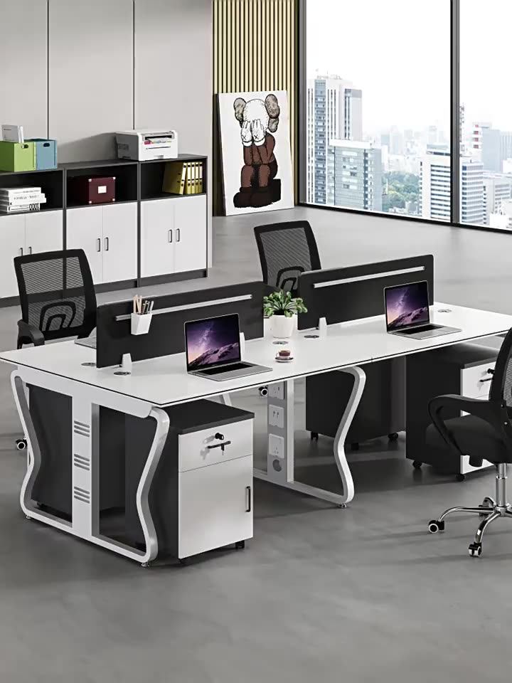 Modern Modular Office Cubicle Partition Table Furniture 4 6 Seater ...