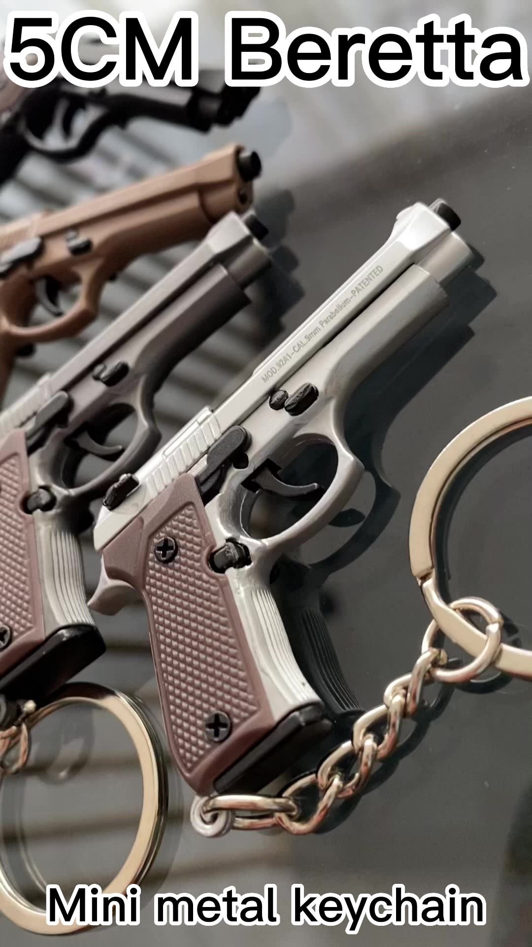 Metal 1/3 Model Beretta 92f Wooden Handle Metal Key Chains Gift Pendant ...