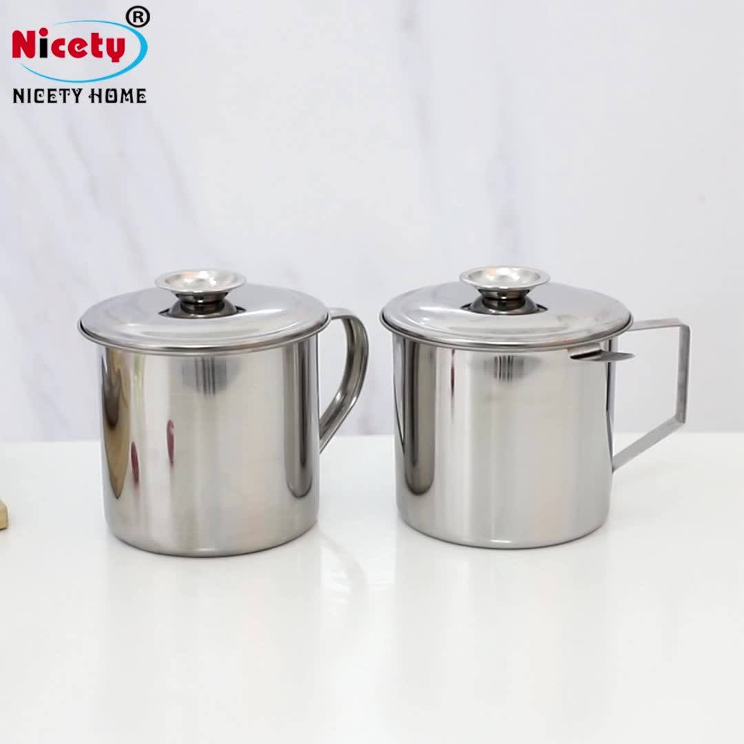 Stainless Steel Oil Pot/oil Cup/ Oil Drain Cup With Filtering Strainer ...