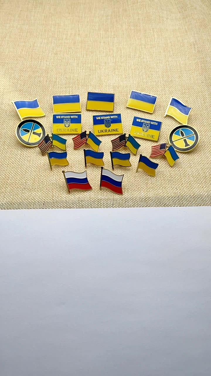 Ukrainian Flag Pin American Ukrainian Double Flag Pin Metal Enamel ...