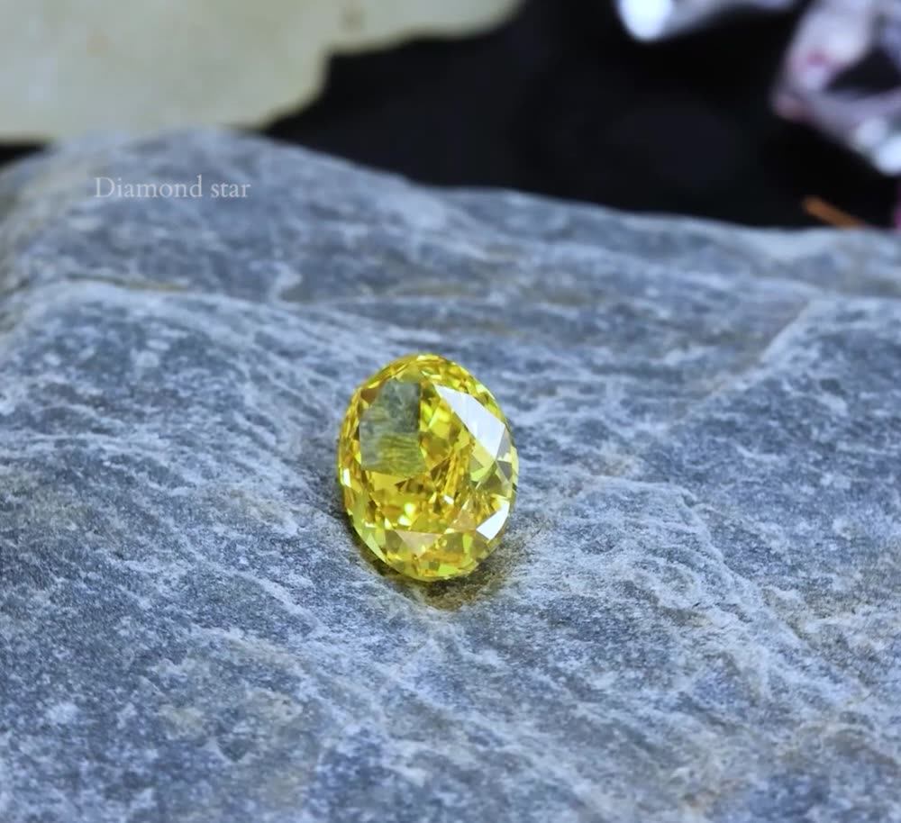 Hthp Cvd Lab Yellow Diamoand 0.5ct 1ct 2ct 3ct Fancy Vivid Color Loose ...