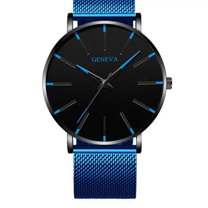 2020 New Luxury Brand Geneva Blue Mesh Band Quartz Analog Watches Cheap ...