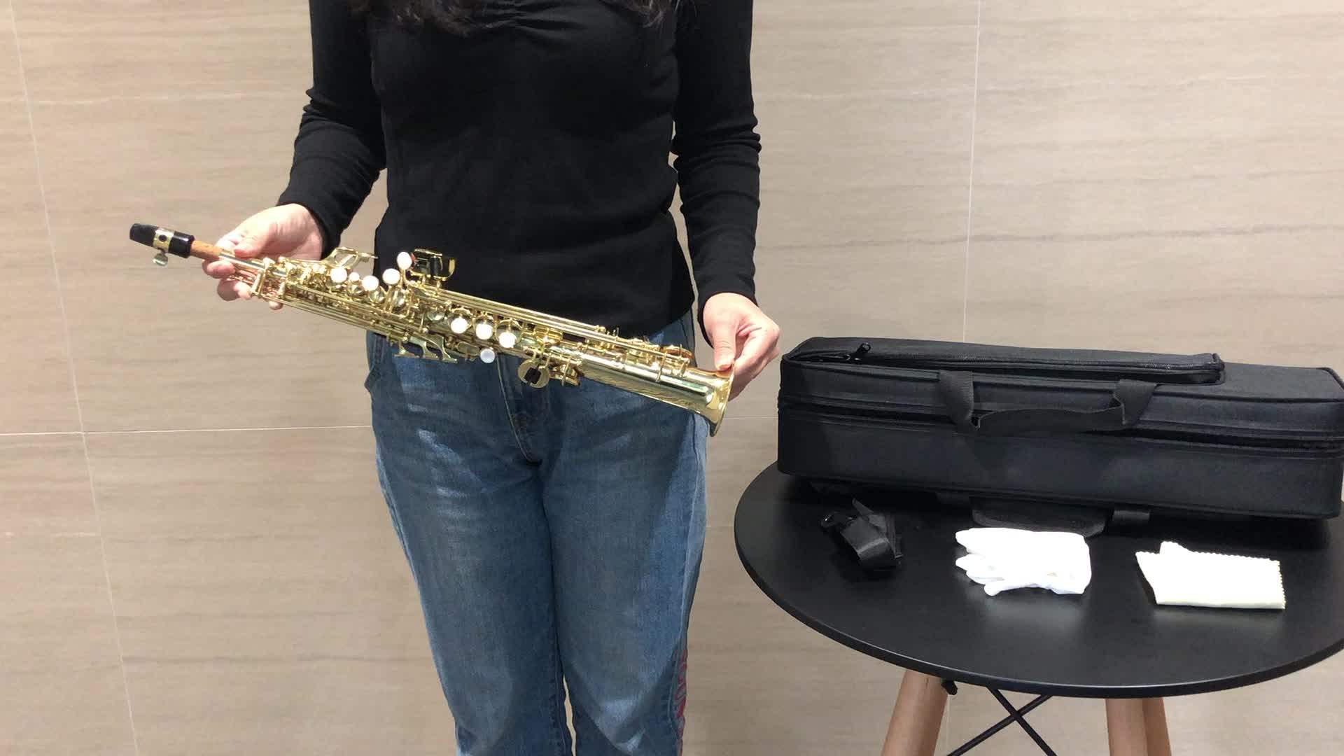 Professional Brass Material Eb Key Straight Gold Lacquered Sopranino ...