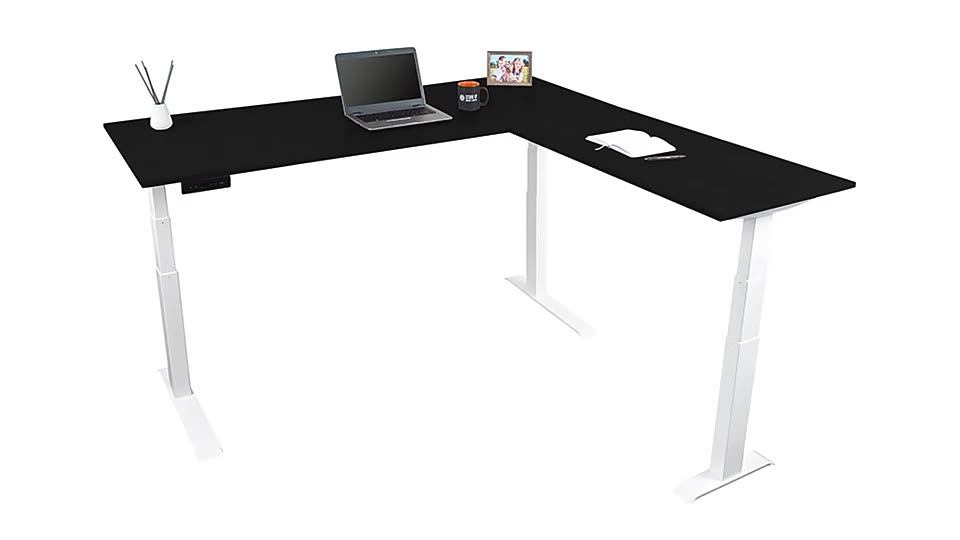 Elegant Modern Standing Office Corner Desk Three Legs Height Adjustable ...