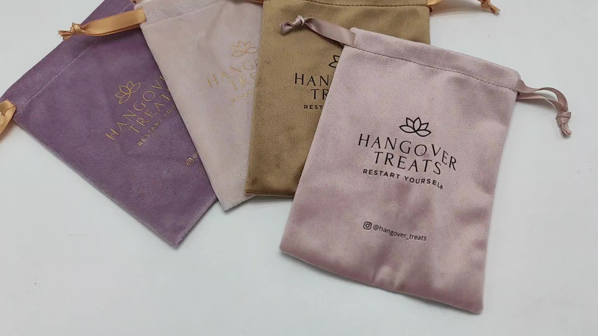 Luxury Super Soft Pink Velvet Pouch For Jewelry Customized Drawstring ...