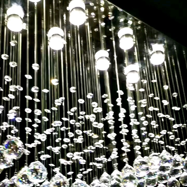 Modern Wave Led Crystal Pendant Light Ceiling Lamp Raindrop Restaurant ...