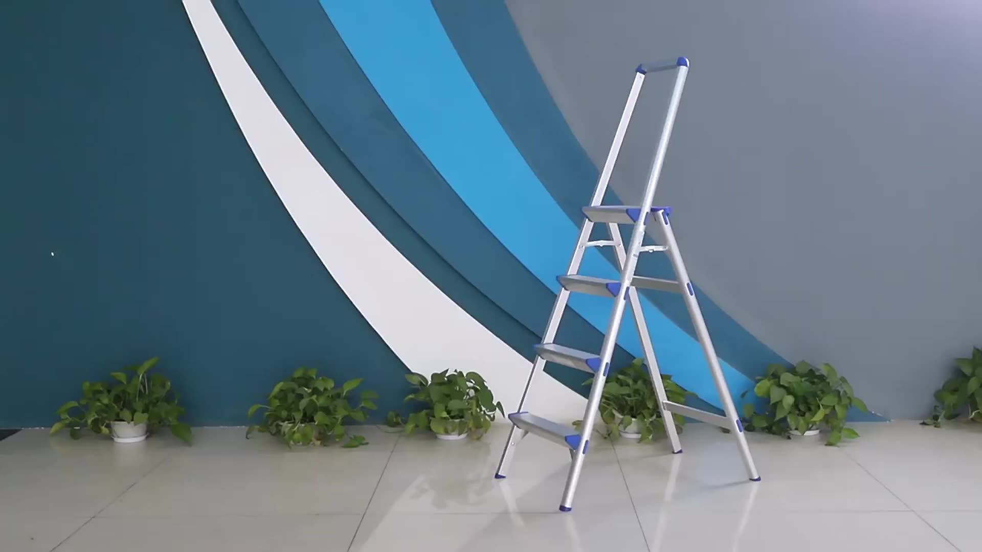 High Quality Aluminium Step Ladder With Long Handrail Foldable Non-slip ...