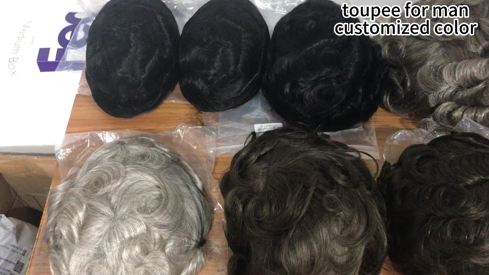 Factory In Stock 100% Real Indian Remy Human Hair 1b50 Grey Color Full Lace Base Straight Men ...
