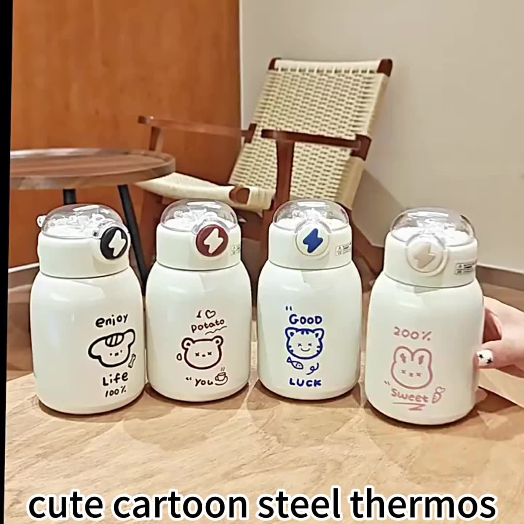 New 500ml Portable Kids Cute Thermos Stainless Steel Water Bottle With ...