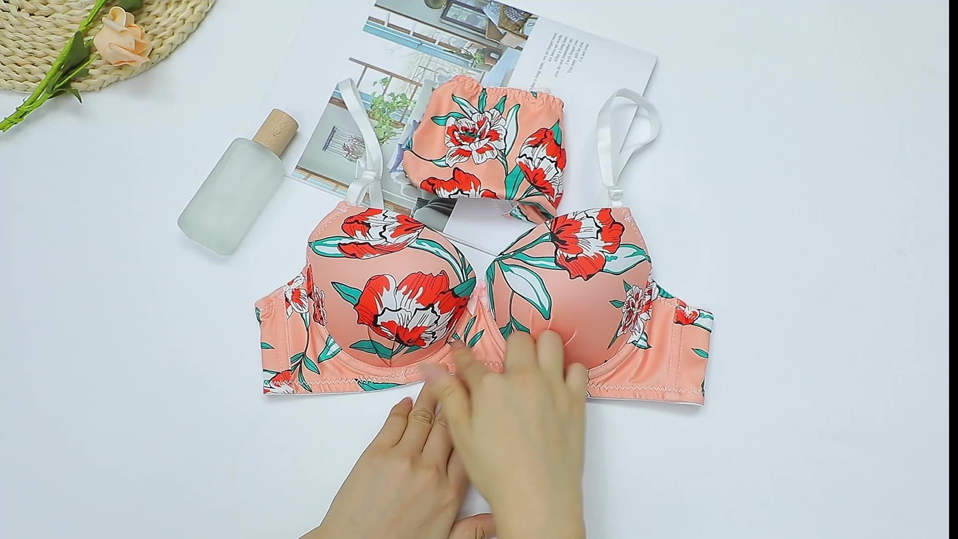 Good Quality Best Seller Flower Pattern Underwire Underwear Custom Cute ...