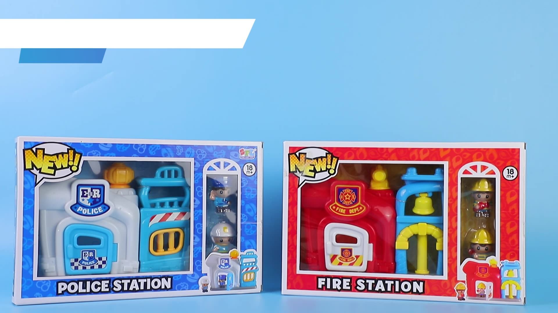 Pretend Play Cartoon Fire Station Play Set Toy For Kids Mimic The Fire ...