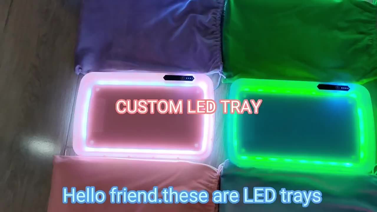 Free Sample Custom Logo Led Rolling Tray Glow In The Dark Light Up Tray ...
