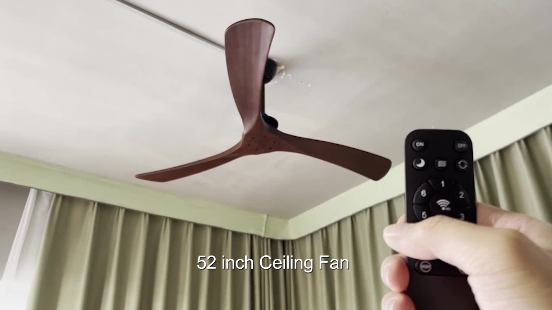 Modern Simple Cealing Fan 3 Solid Wood Blades Ceiling Fan Dc Remote ...