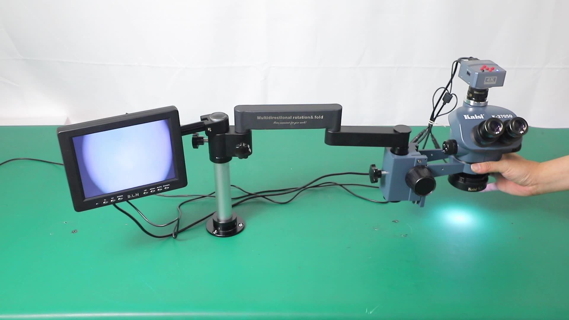 37050 Kaisi Microscope Trinocular 360 Degree Folding Stand 4k ...