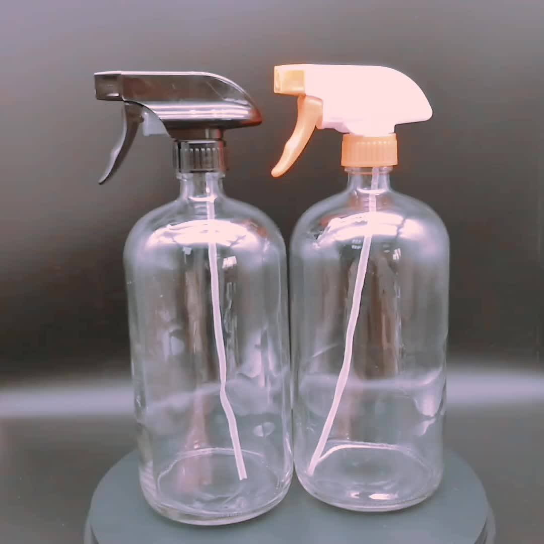 32oz 1000ml Clear Boston Round Spray Bottle Glass With Trigger Sprayer ...