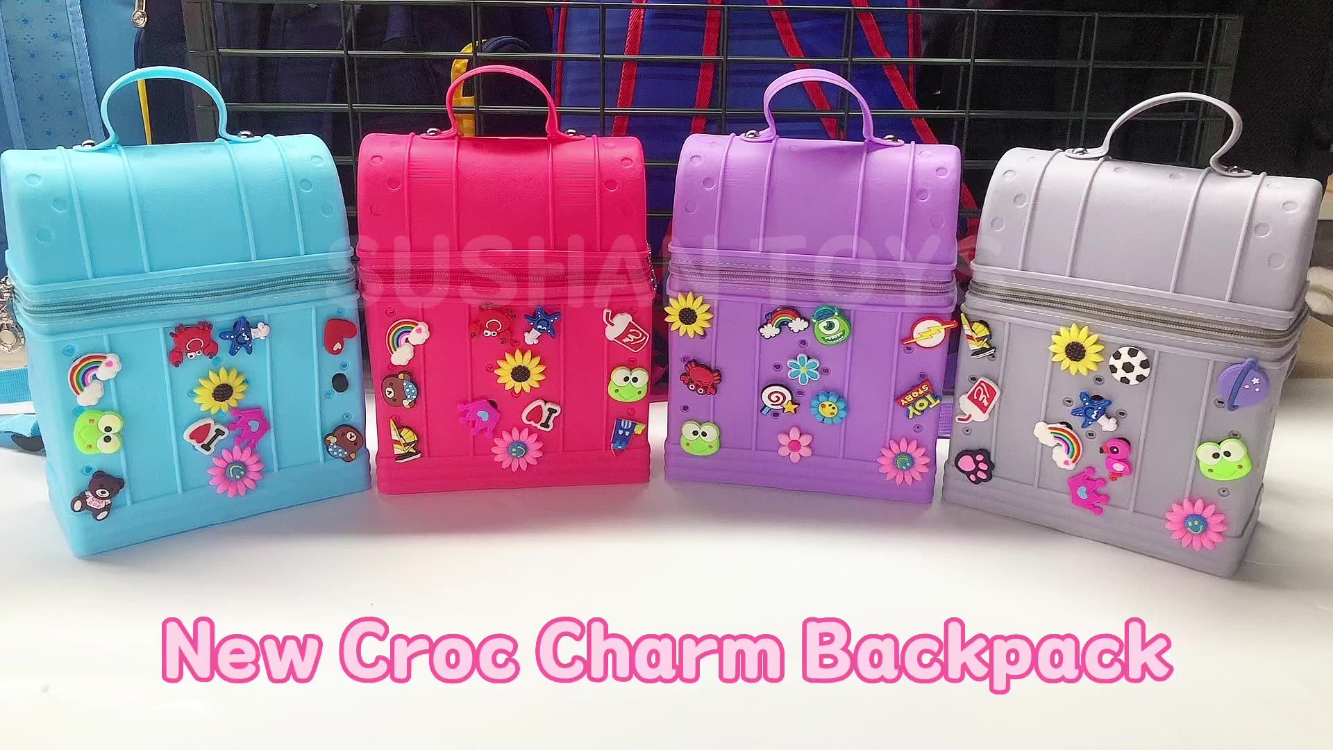 New Cute Kids School Bag Cartoon Designer Fashion Charms Solid Color ...