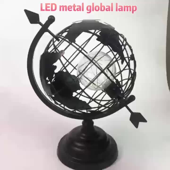 Illuminated Rotating Globe Lamp Led Lighted Desk Globe Earth Metal ...