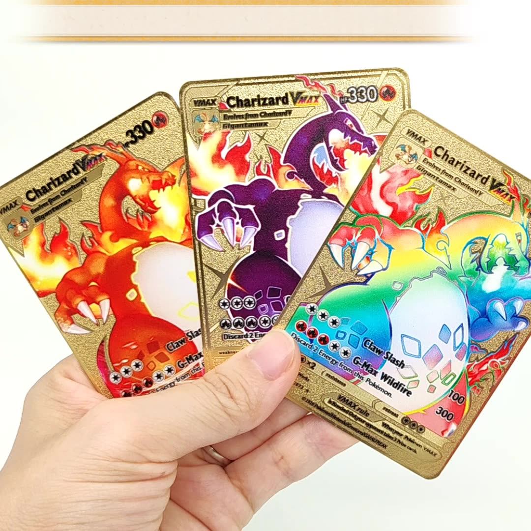 Fast Shipping Charizard Pikachu Vmax Gx Gold Card Metal Custom New ...