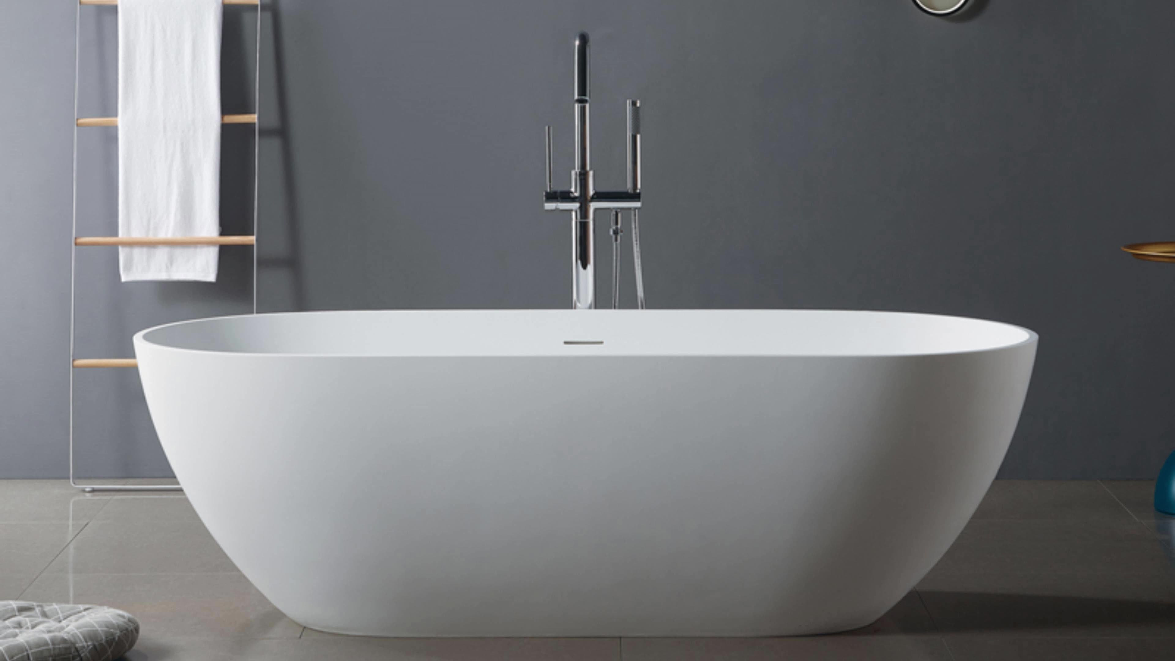 Luxury Classic Bathtub White Matt Solid Surface Freestanding Custom ...