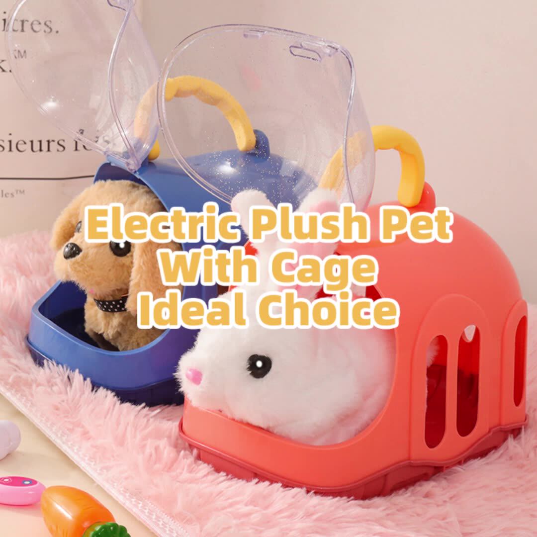Custom Electric Barking Wagging Rabbit Plush Toys Pretend Play ...