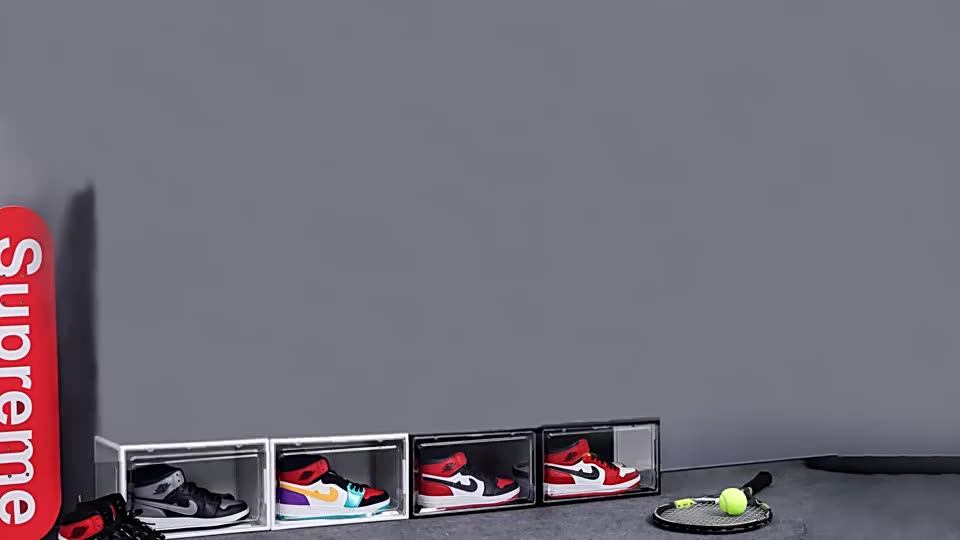 Sneaker Organizer Side Open Door Transparent Basketball Shoe Box Large ...