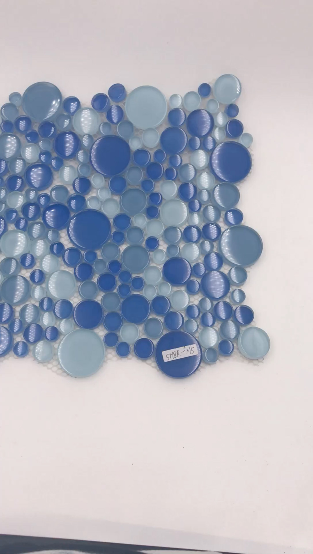 Bubble Round Blue Glass Mosaic Crystal Penny Round Mosaic Tile For ...