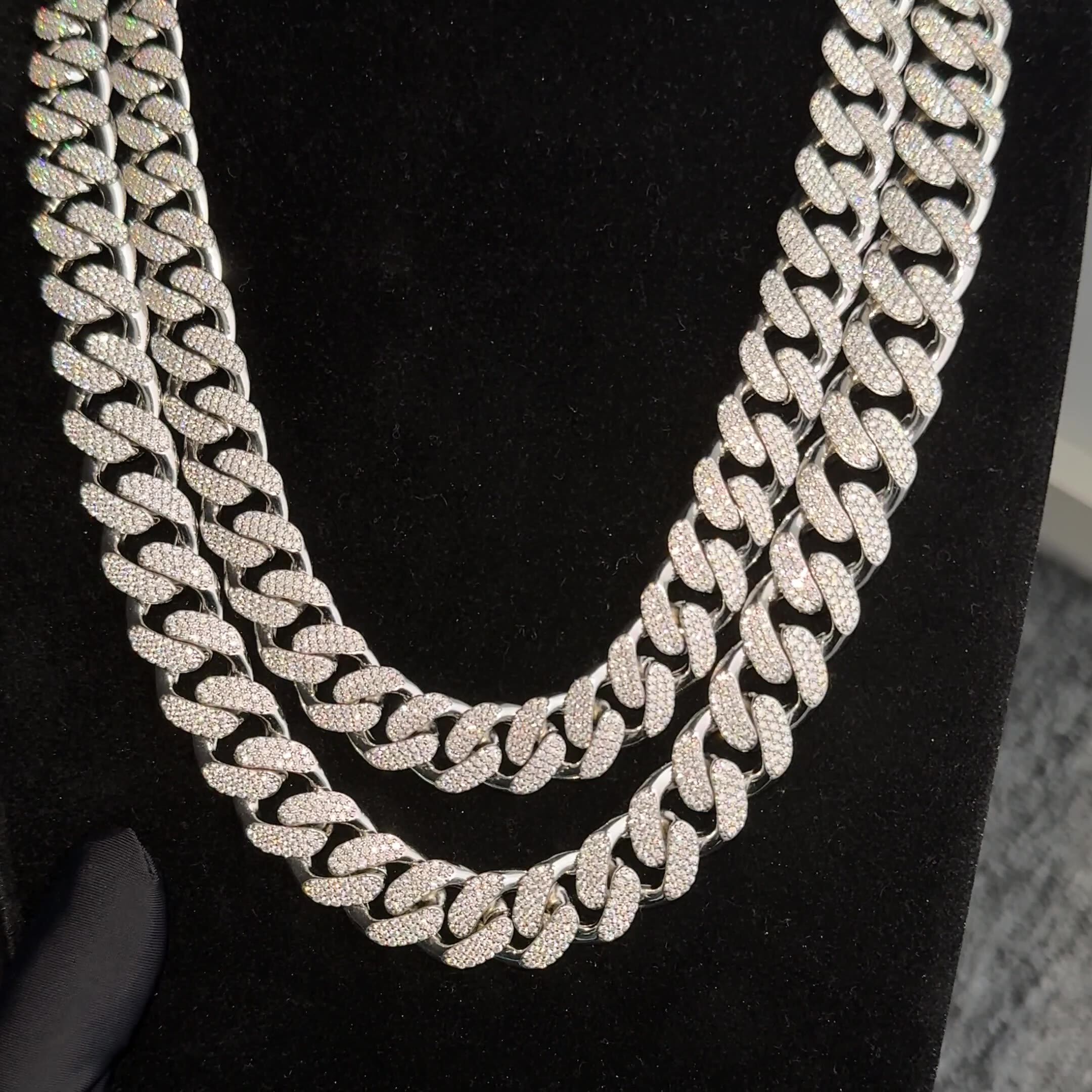 Hiphop Stock Moissanite Cuban Link Chain 15mm 18mm 925 Silver Iced Out ...
