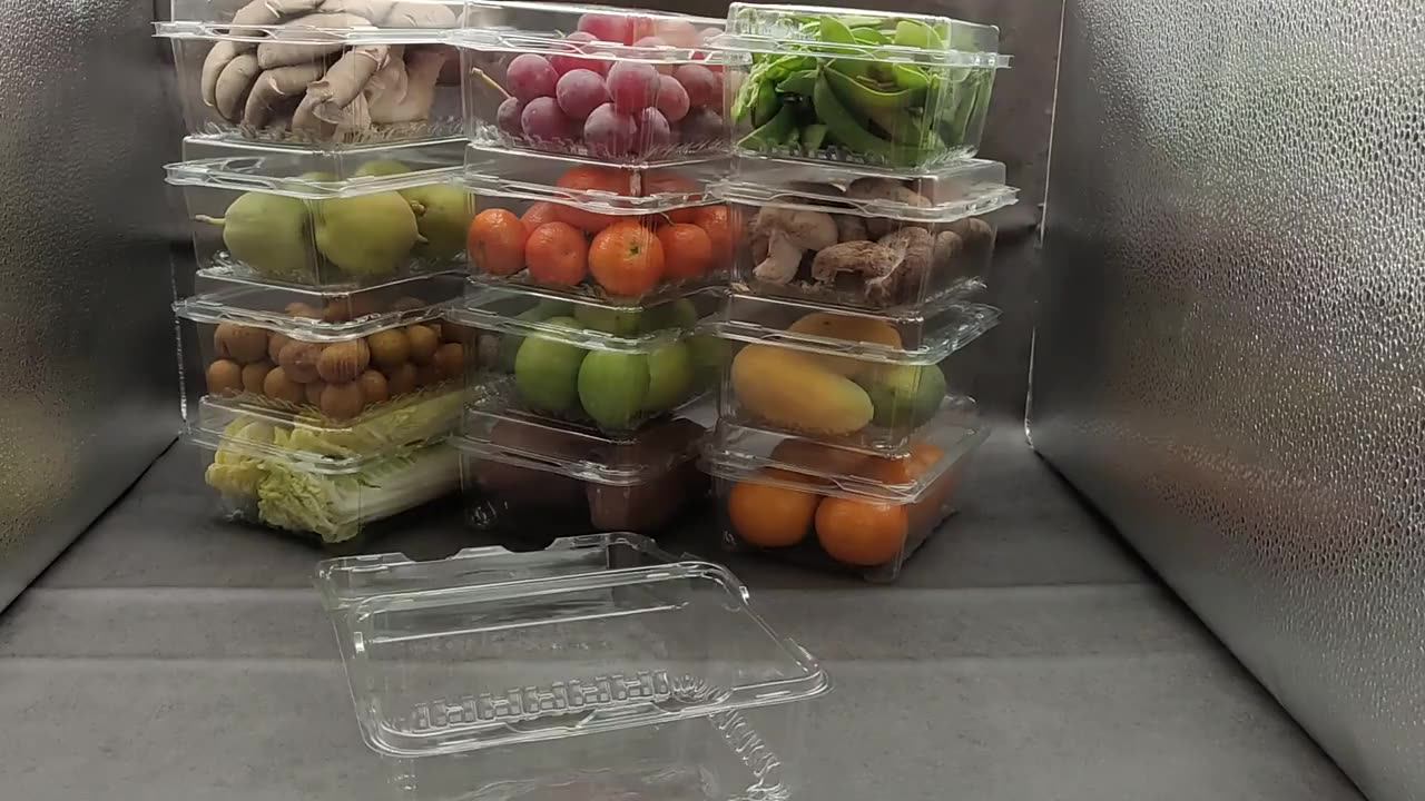 500m Supermarket Use Clear Pet Hinged Clamshell Dry Fruits Vegetable ...