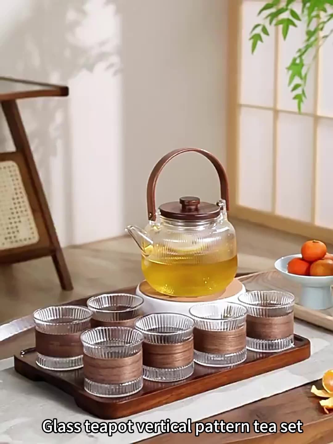 Walnut Vertical Grain Beam Pot Cooking Double Inner Pot Boiling Teapot ...