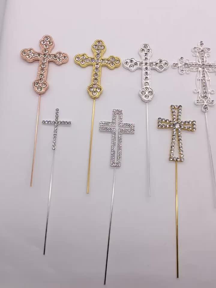 Silver Diamond Cross Cupcake Toppers Religious Wedding Christening ...