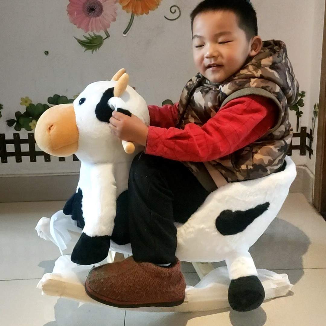 Wholesales Dot Cow Plush Baby Rocking Chair With Baby Lullaby Music ...