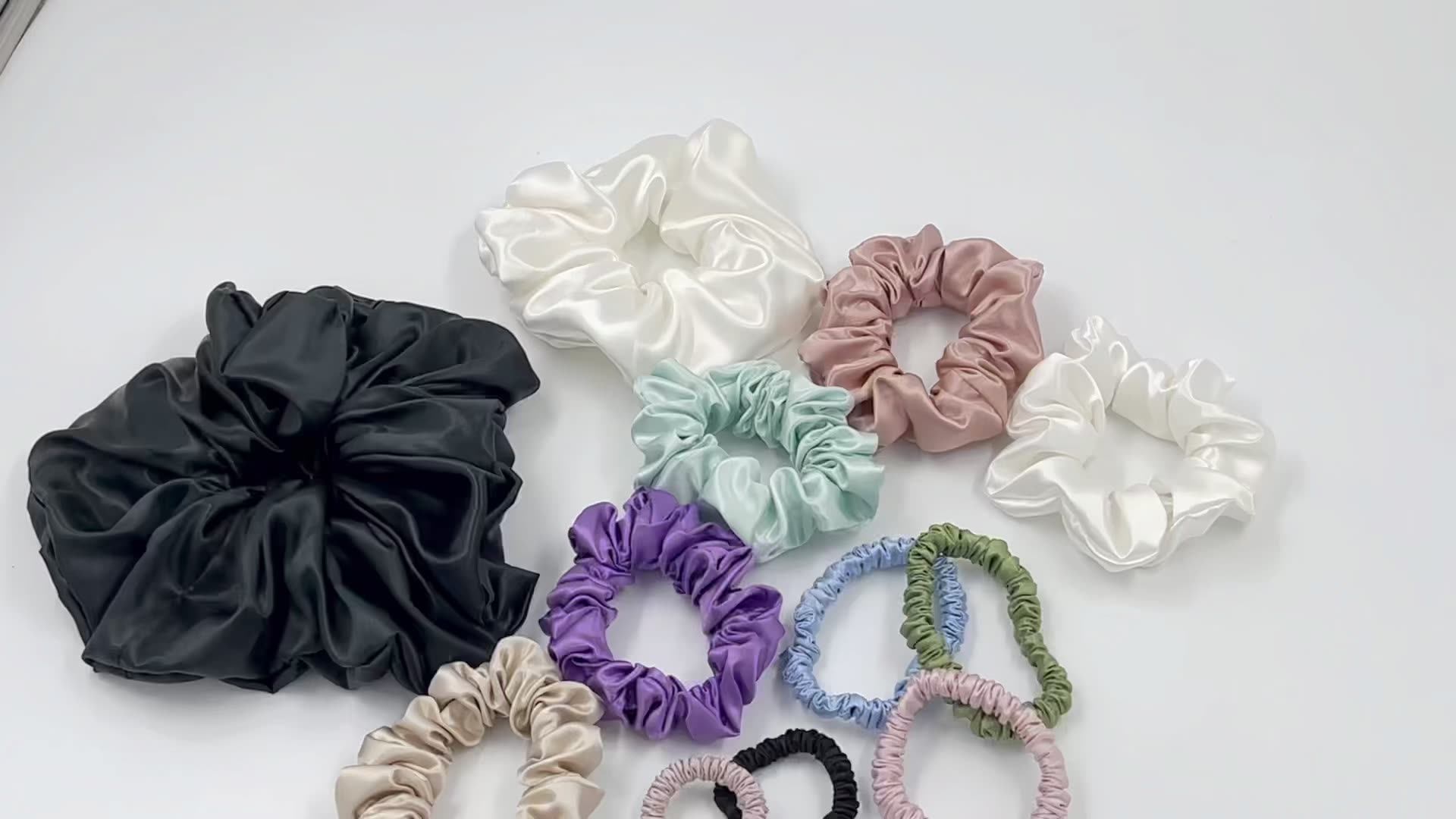 Wholesale 100% Mulberry Silk Scrunchies Solid Colors Queen Size 4cm ...