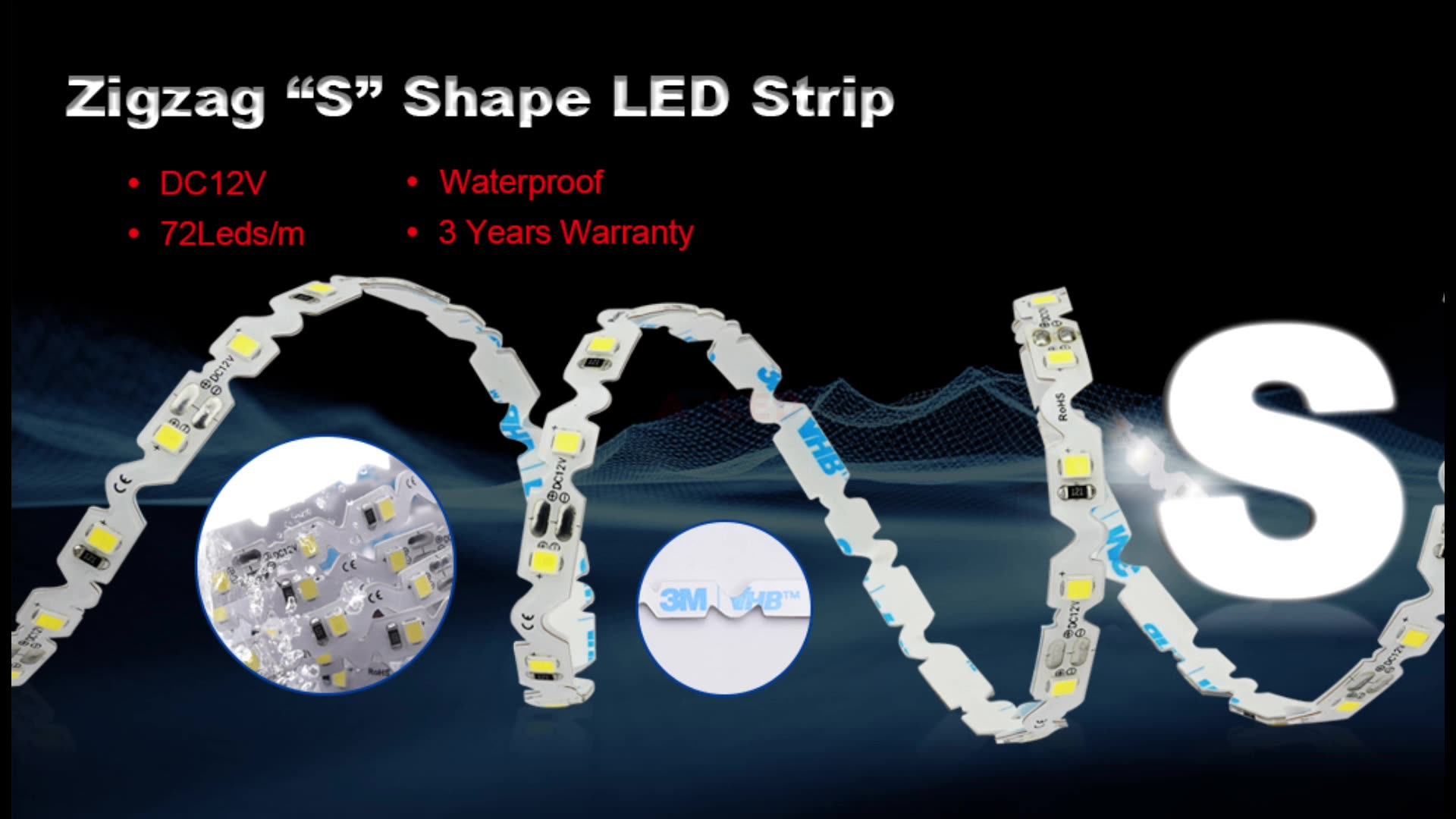 6mm Zig Zag Smd2835 72 Led Strip Light White Dc12v Ip20/ip65 Rated 3-year Warranty For Linear ...