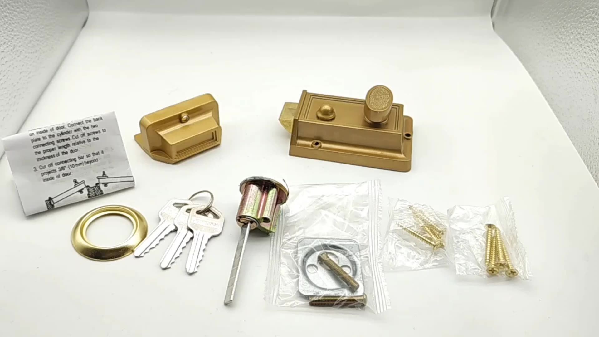 Home Door Gate Safety Vertical Keyway Cylinder Deadbolt Rim Lock Set ...