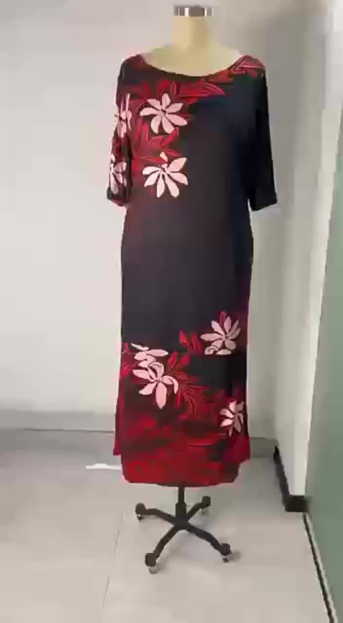 Hot Sale Custom Samoan Puletasi Dress Ptaha Puakenikeni Hawaiian Flower ...